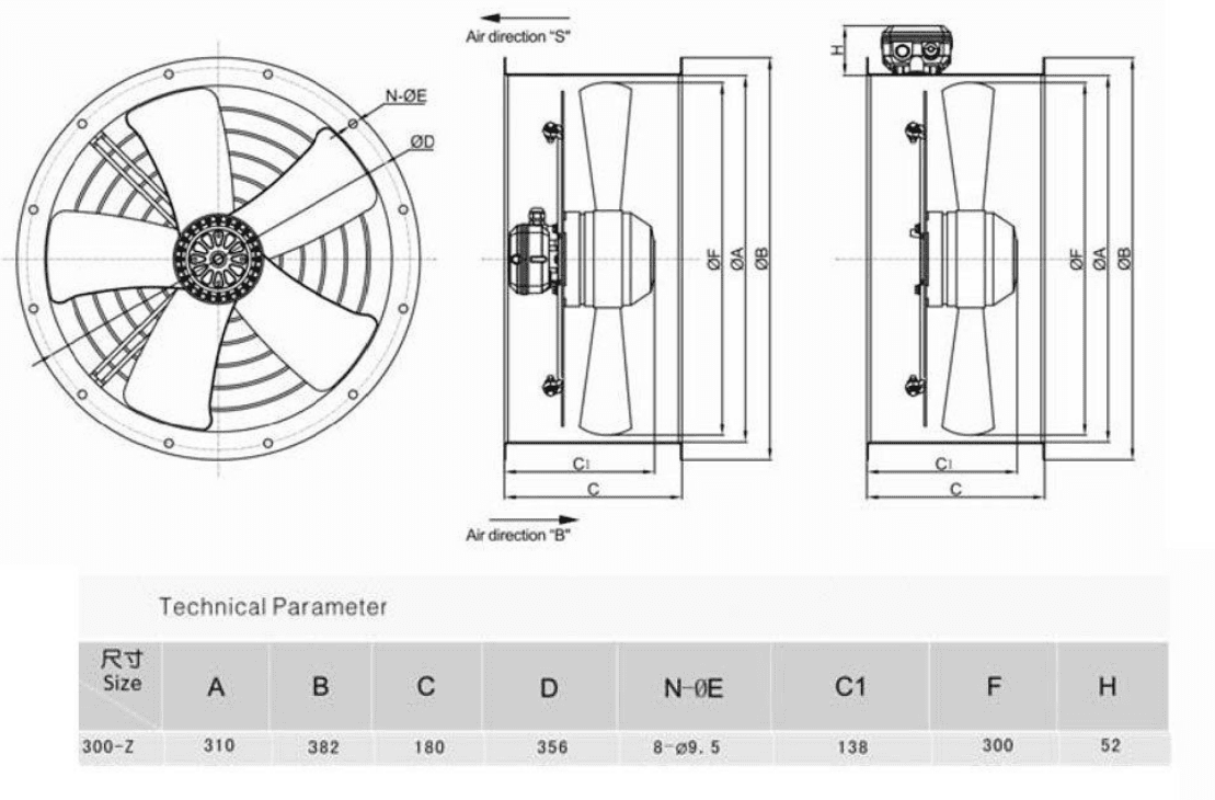 Industrial Duct Fan Cased Axial Fan Commercial Extractor All Sizes