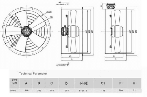 Industrial Duct Fan Cased Axial Fan Commercial Extractor All Sizes