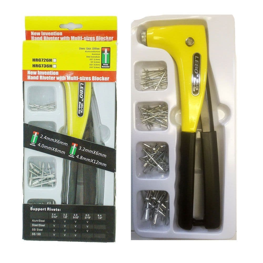 Lebo Hand Riveter Kit with Multi-sizes Blocker Rivet Gun Hand Riveter Tool