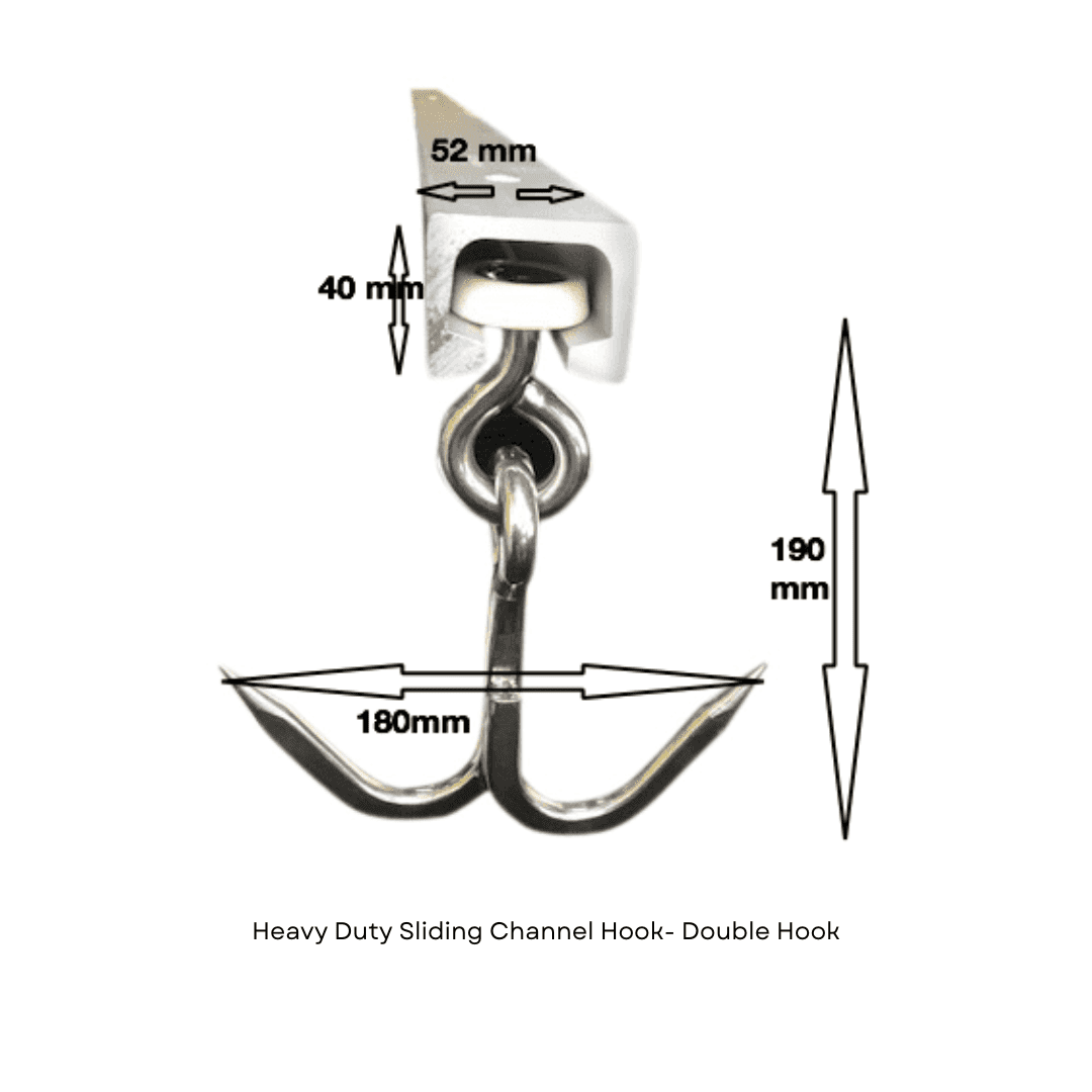 Sliding Meat Rail Hanging System- 2M Double Hooks