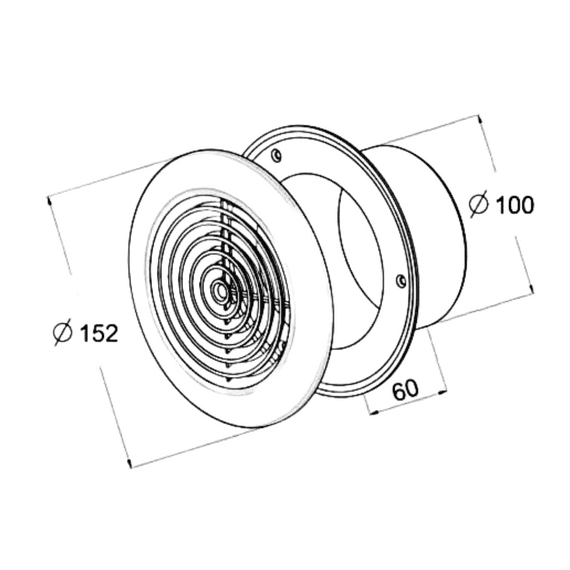 Ventilation Grille Round Black 4 100mm Duct Extractor Fan Bathroom