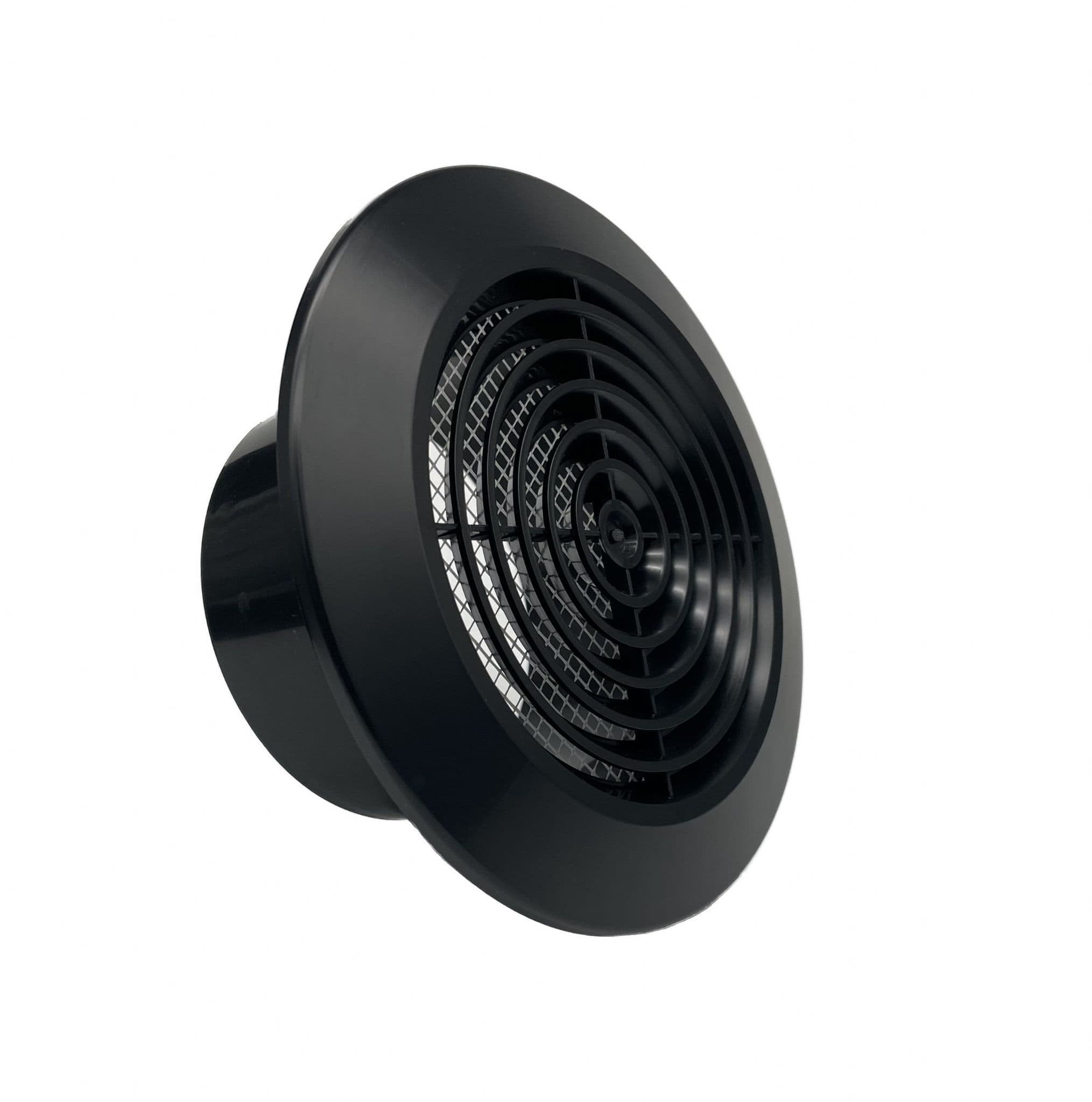 Ventilation Grille Round Black 4" 100mm Duct Extractor fan Bathroom