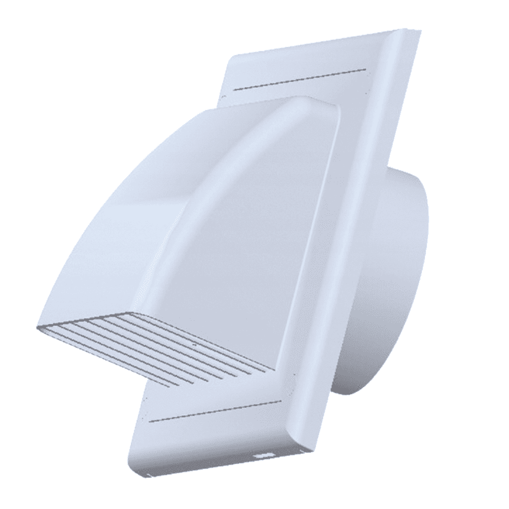 White Duct Gravity Flap - 150mm / 6" - Cowl Ventilation Cover Air Vent ...