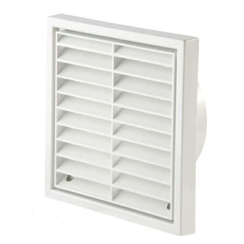 White Fixed Louvre Grill External Grille Vent 4" 100mm