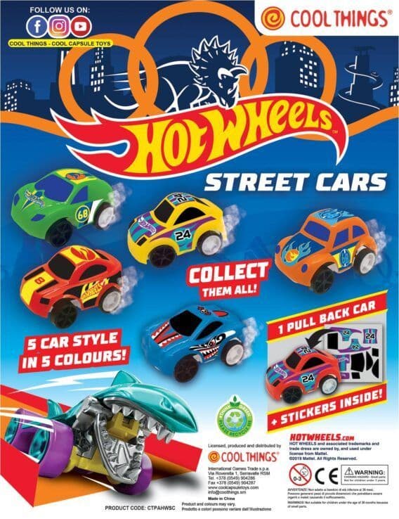 50mm Vending Capsules - Hot Wheels Street Cars x 100