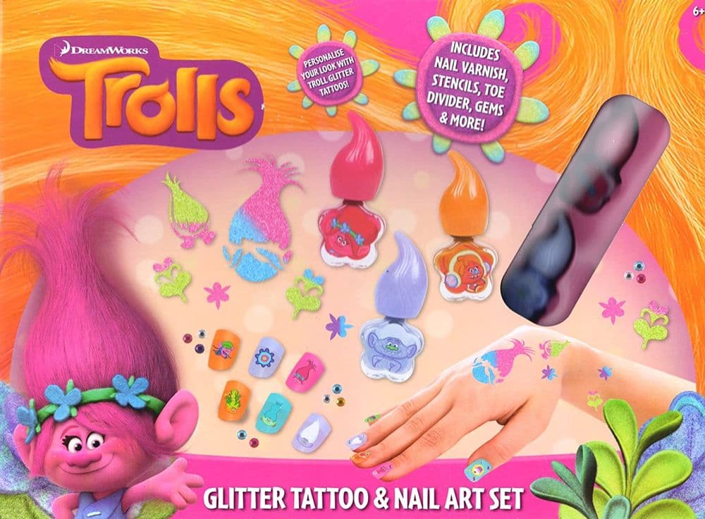 Trolls DreamWorks Glitter Tattoo & Nail Art Set x 1
