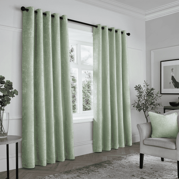 Stematclo Textured Chenille Curtains Green 66x72