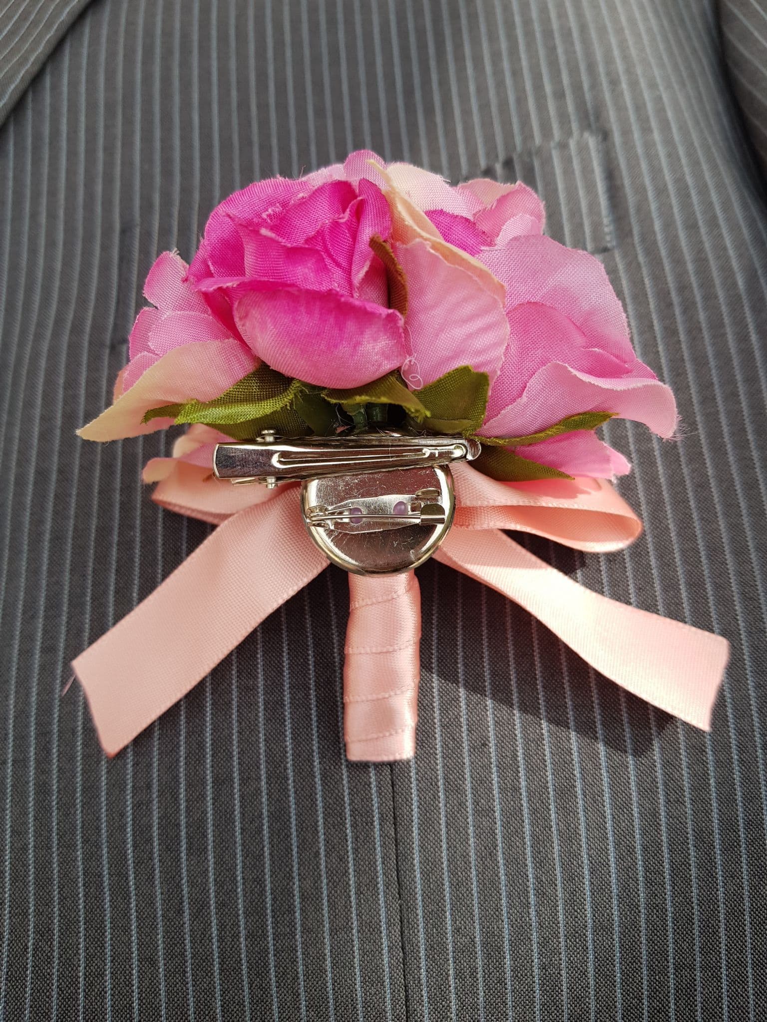 Rose Flowers Buttonhole Corsage with Ribbon Bow