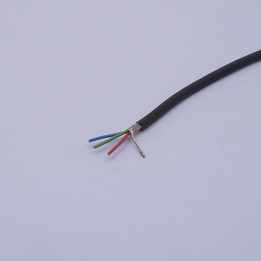 3 core screened cable 0 5mm tinned wires Black sleeve SCN0 5/3