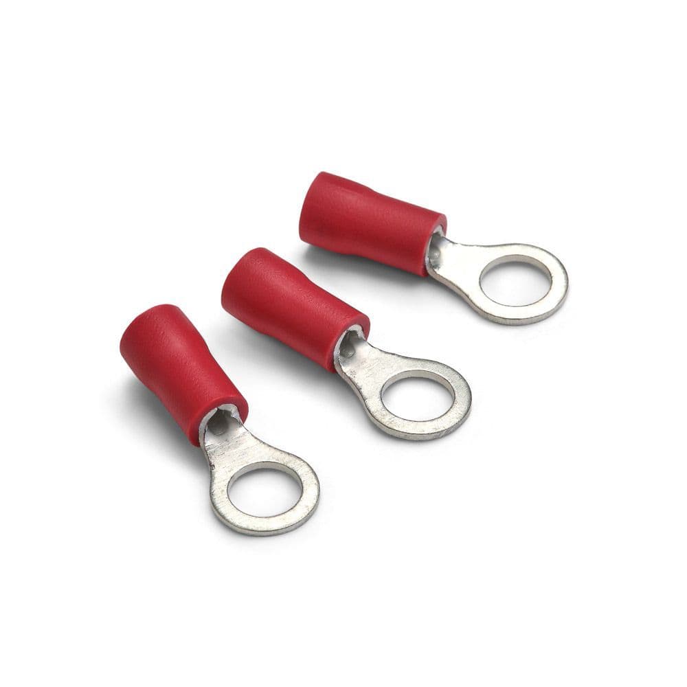 Red pre insulated ring terminal with 5 3mm hole T103
