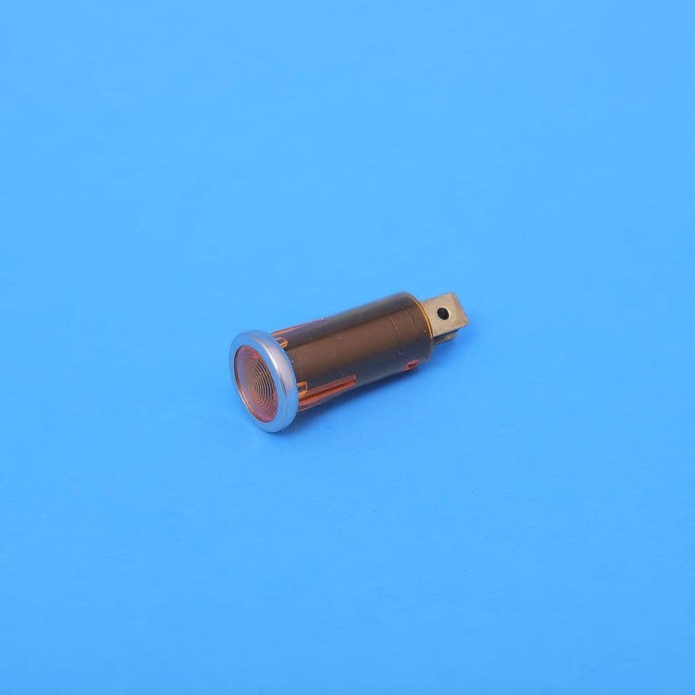 Self coloured warning light Amber & chrome bezel 12v bulb 60950