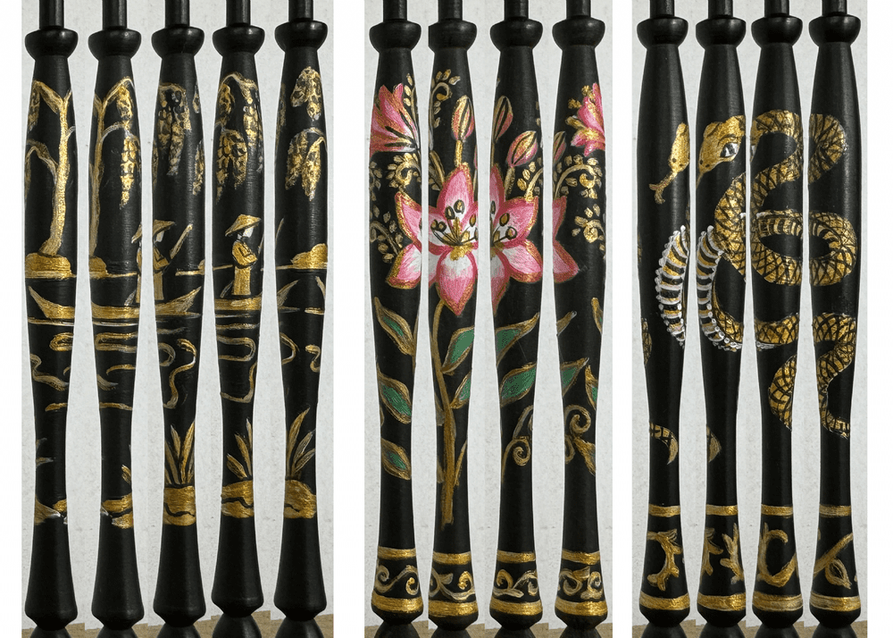 Chinoiserie hand painted bobbins