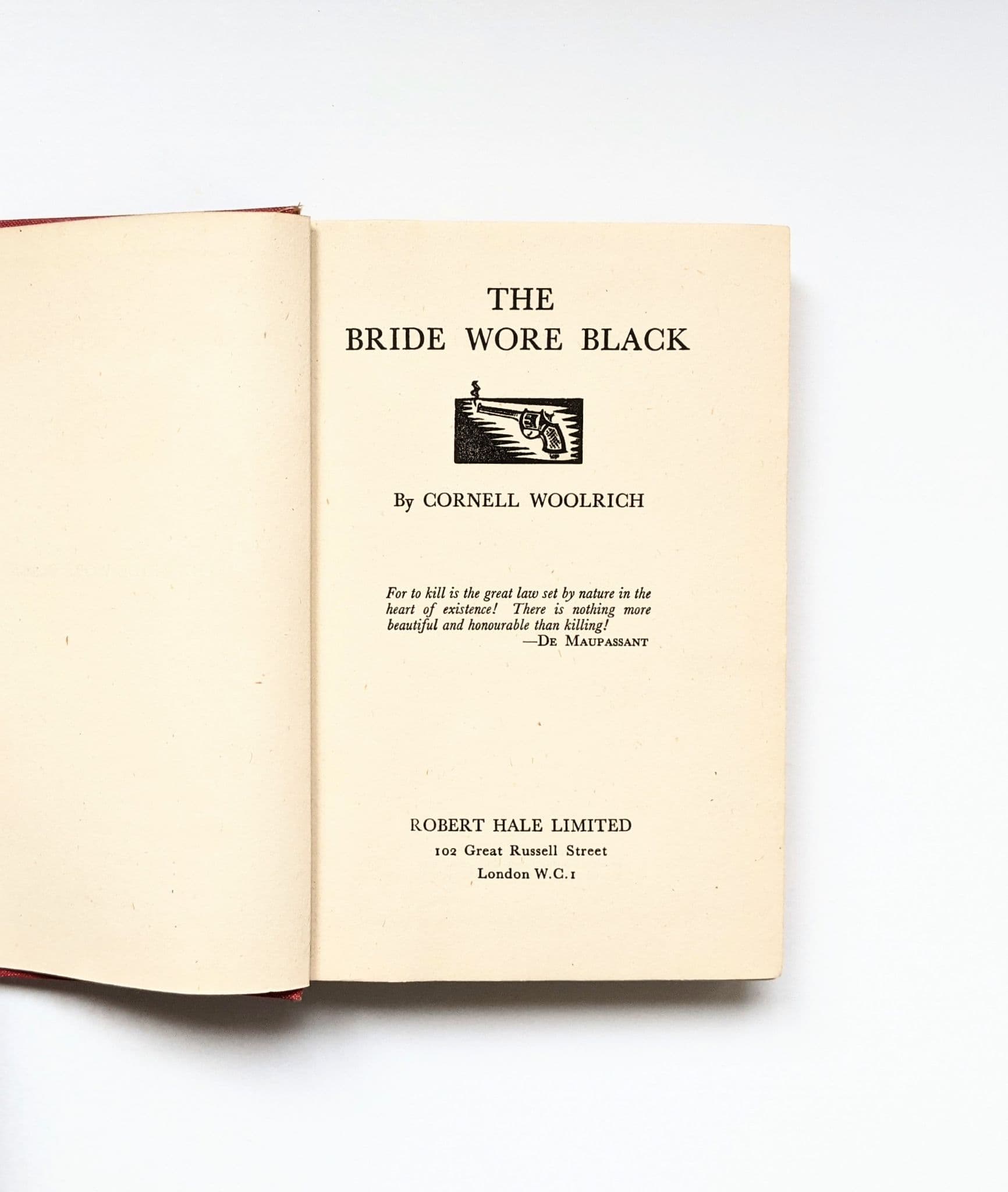 The Bride Wore Black by Cornell Woolrich First UK Edition Robert Hale 1942