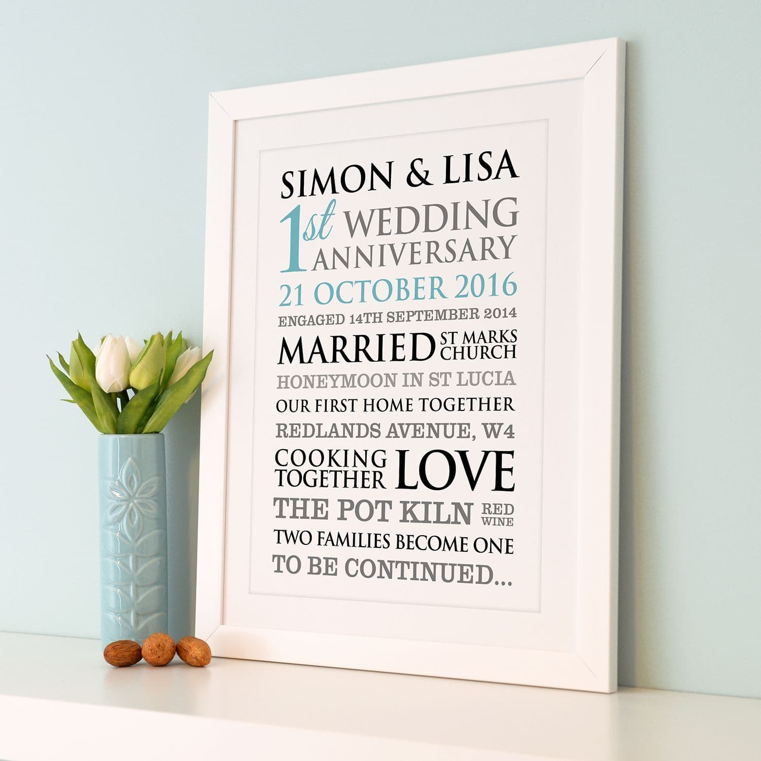 Personalised 1st Wedding Anniversary Art