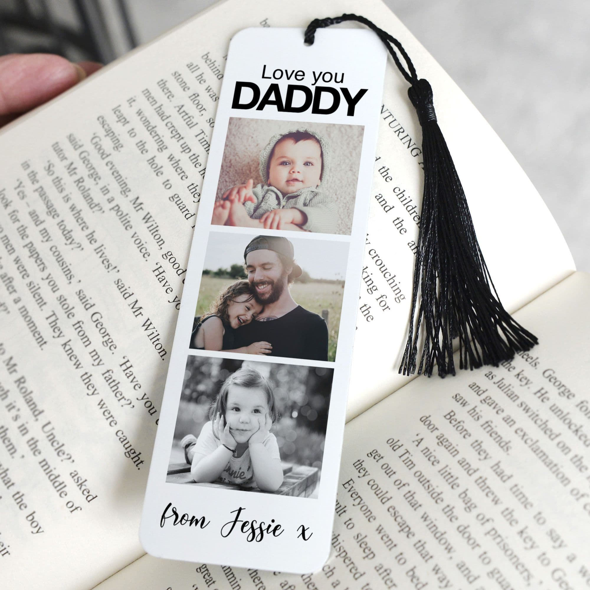 Personalised Aluminium Metal Photo Bookmark For Dad