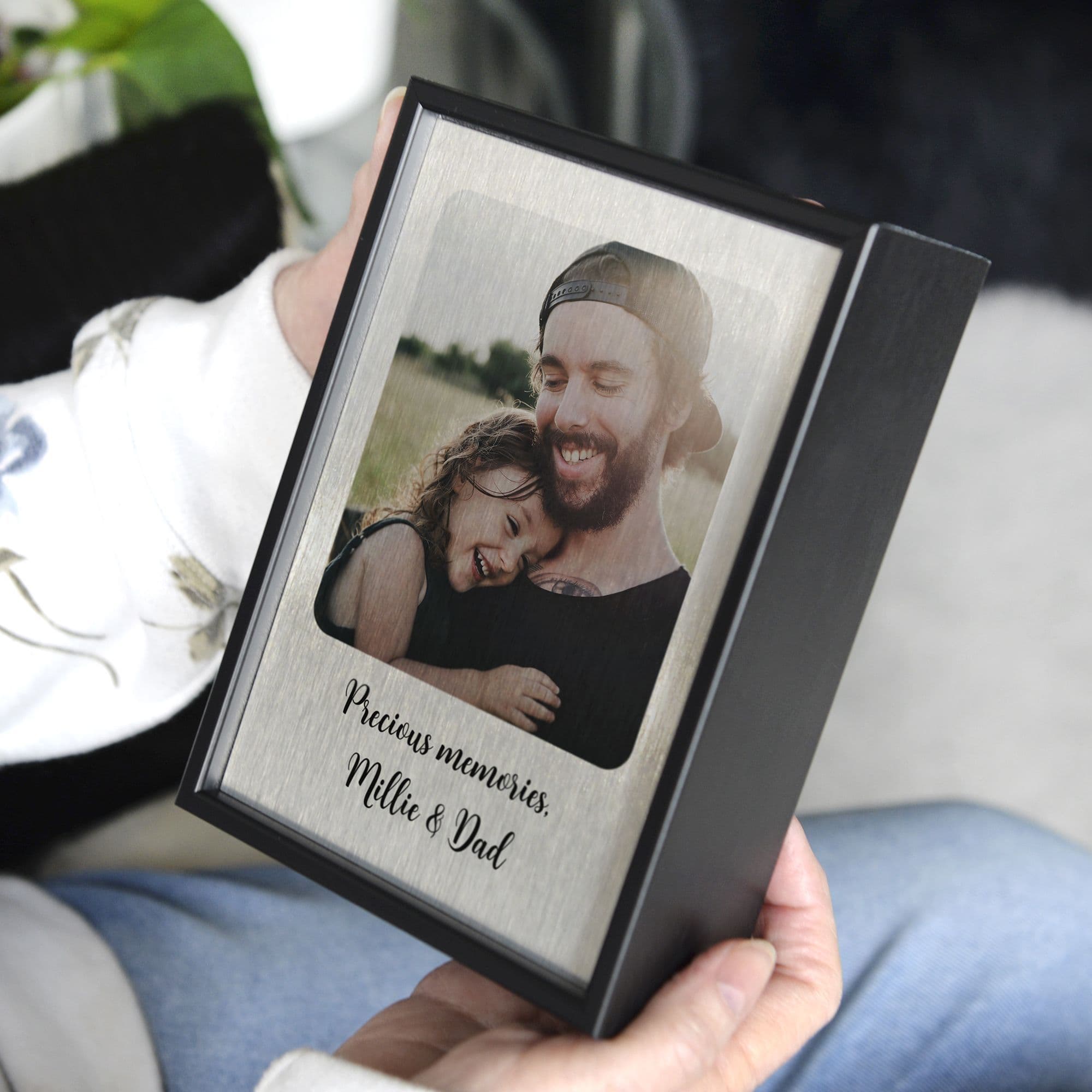 Personalised Block Frame Silver Metal Freestanding Art