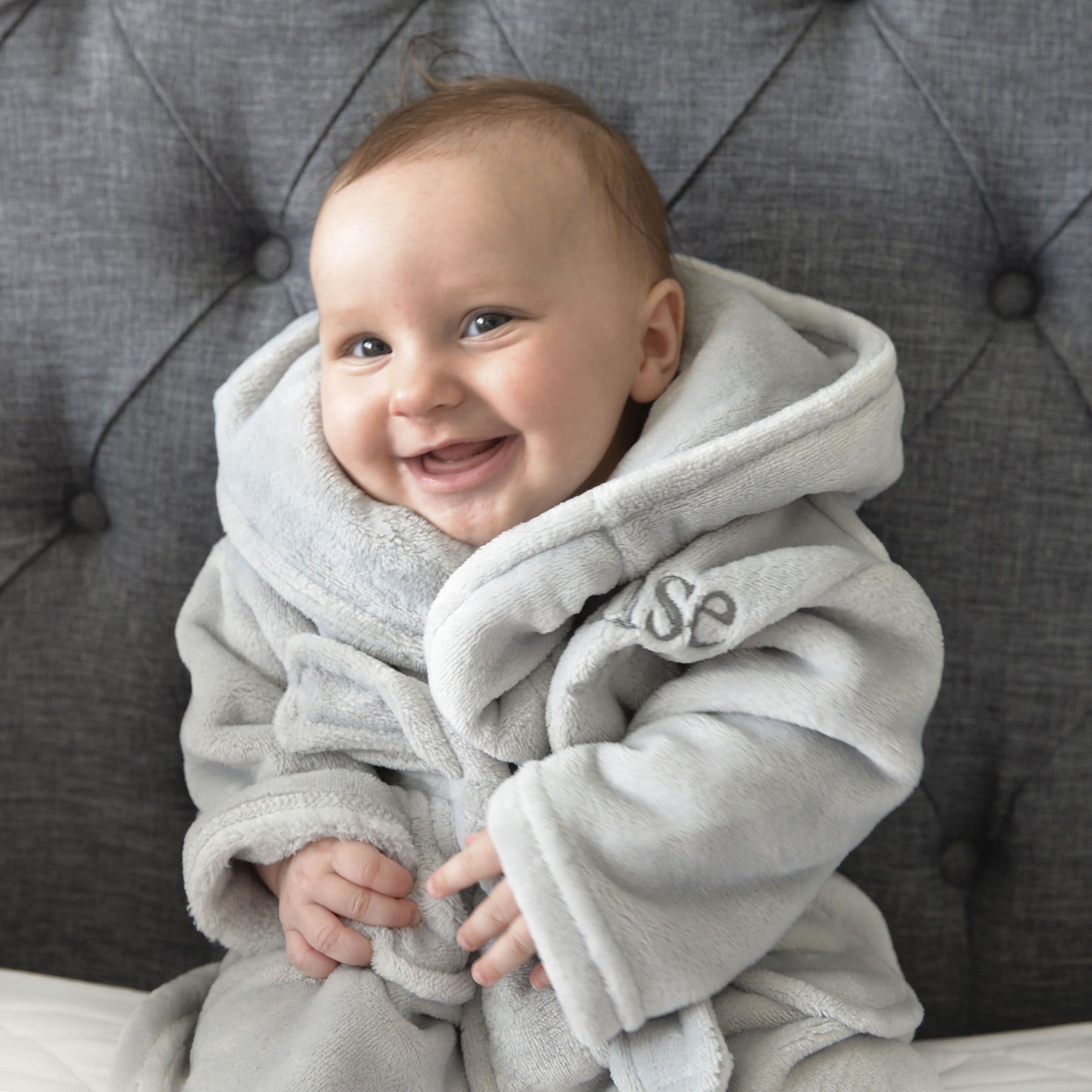 Personalised Grey Baby Gown And Teddy Comforter Set
