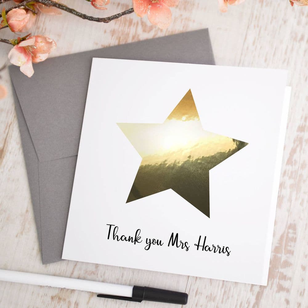 Personalised Metallic Gold Star Card