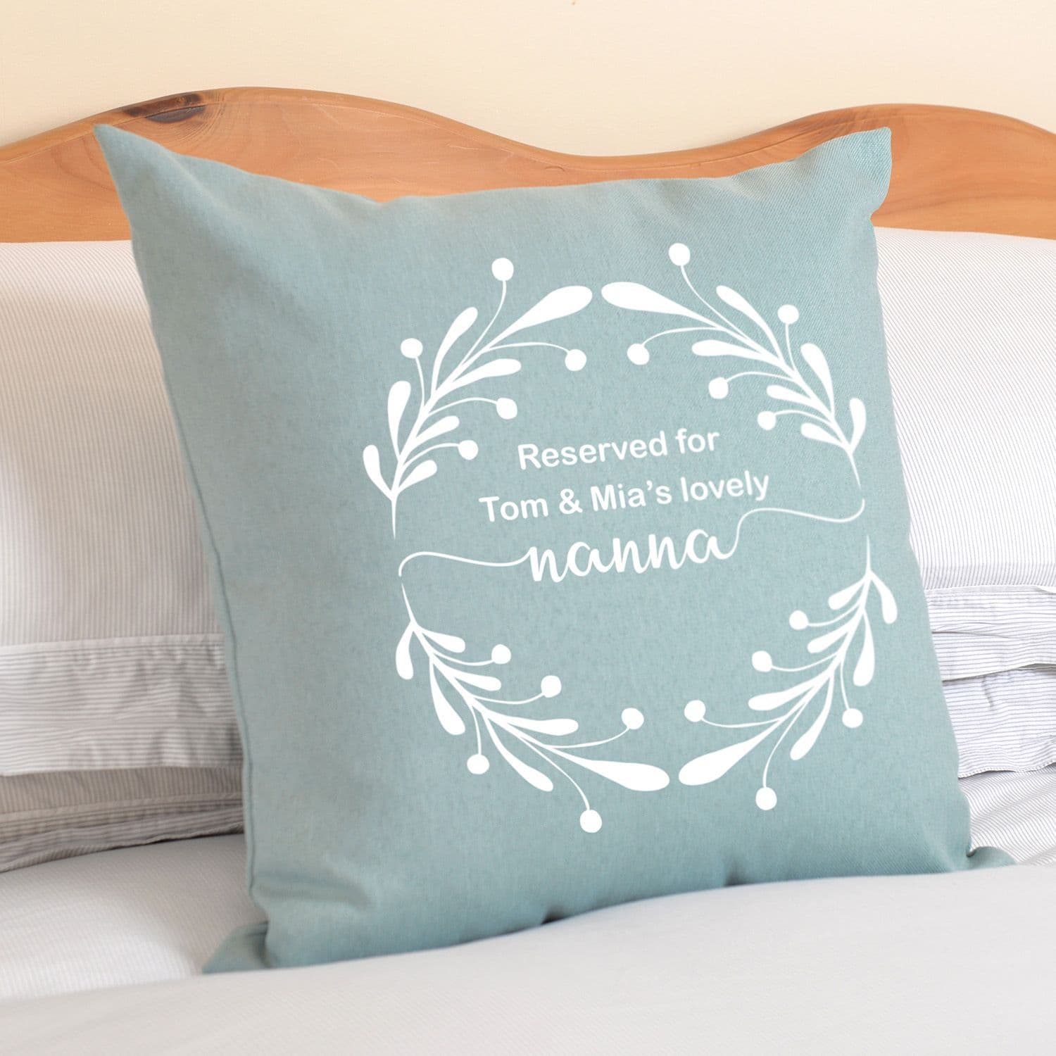 Personalised Reserved Wreath Cushion