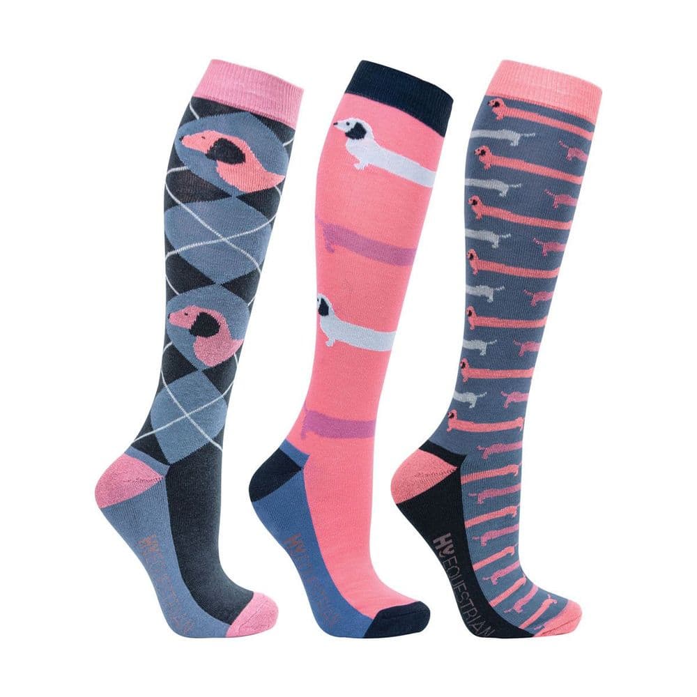 Hy Equestrian Dorris the Dachsund Socks Pack of 3
