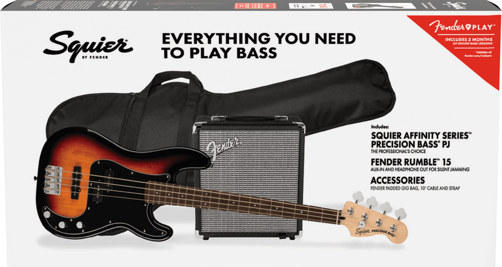 Squier Affinity Series Precision Bass PJ Pack LRL 3-Color Sunburst