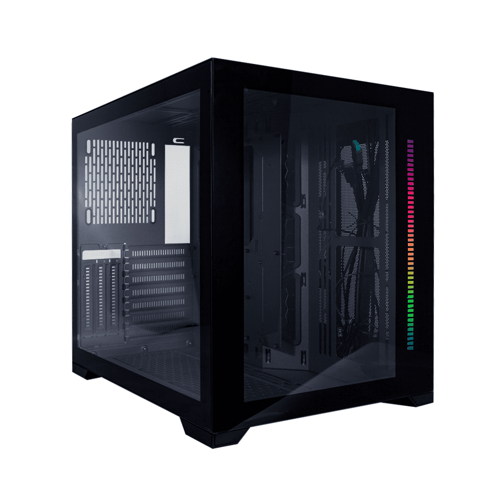 1st Player Steampunk SP7 Mid with 2x4mm Tempered Glass Panels - Black