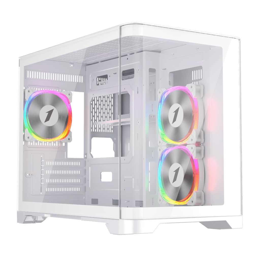 1st Player UV6 Micro ATX White Case with 3 RGB Fans