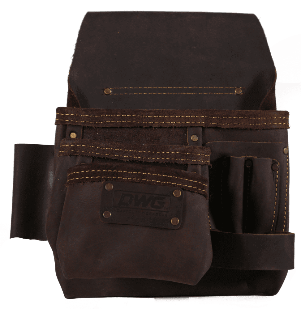 DWG Dark Brown Oil Tan Leather Single Multi-Pocket Work Pouch