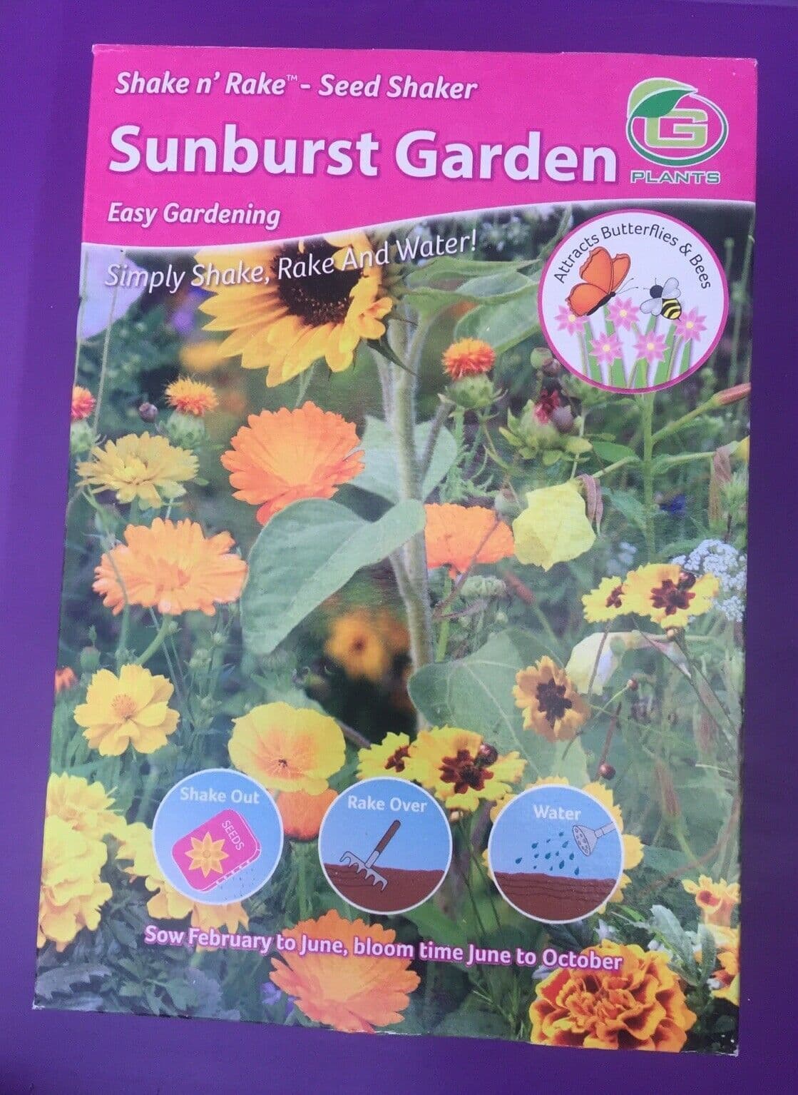 10 000 Flower Seeds Sunburst Flower Garden Shake N Rake 1 Pack Cover ...