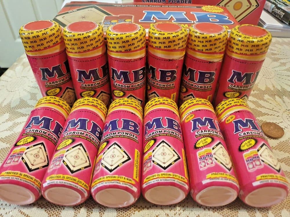 12 X 85g MB Improved Quality Carom/ Carrom Board Powder Bottle Extra Smooth