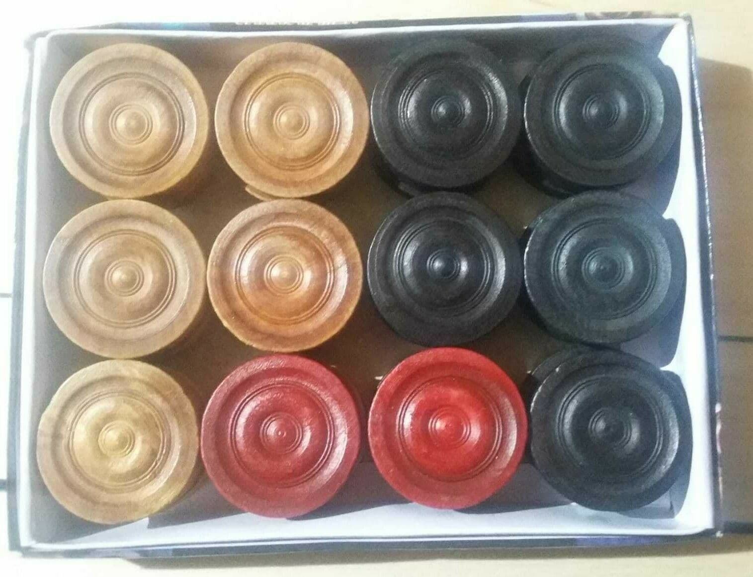 24 Pc SISCAA Wooden Carrom Board Counter Peices Carrom Mens Carrom ...