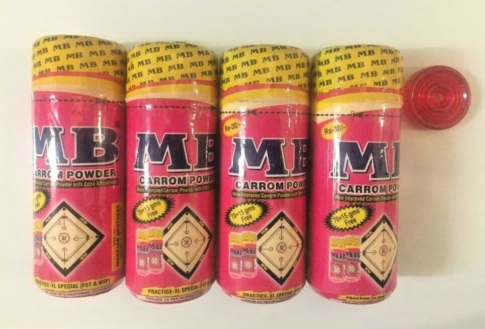 4 X 85g MB Improved Quality Carom/ Carrom Board Powder Bottle Extra Smooth