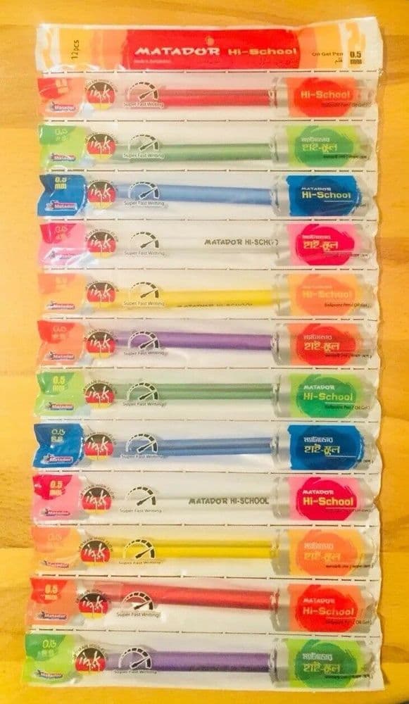 Matador High School Ballpoint 0 5mm Gel Oil Pens Black Ink 12pcs