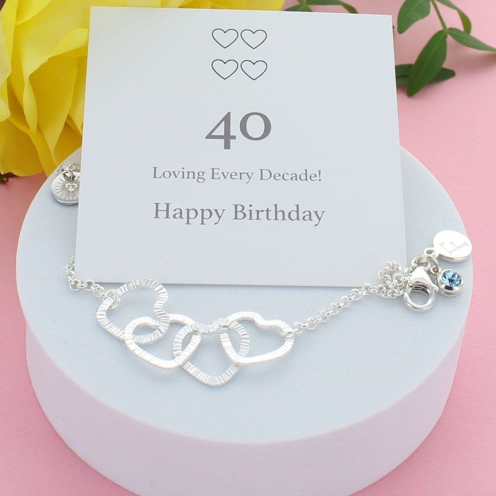 40th Birthday Personalised Infinity Hearts Bracelet