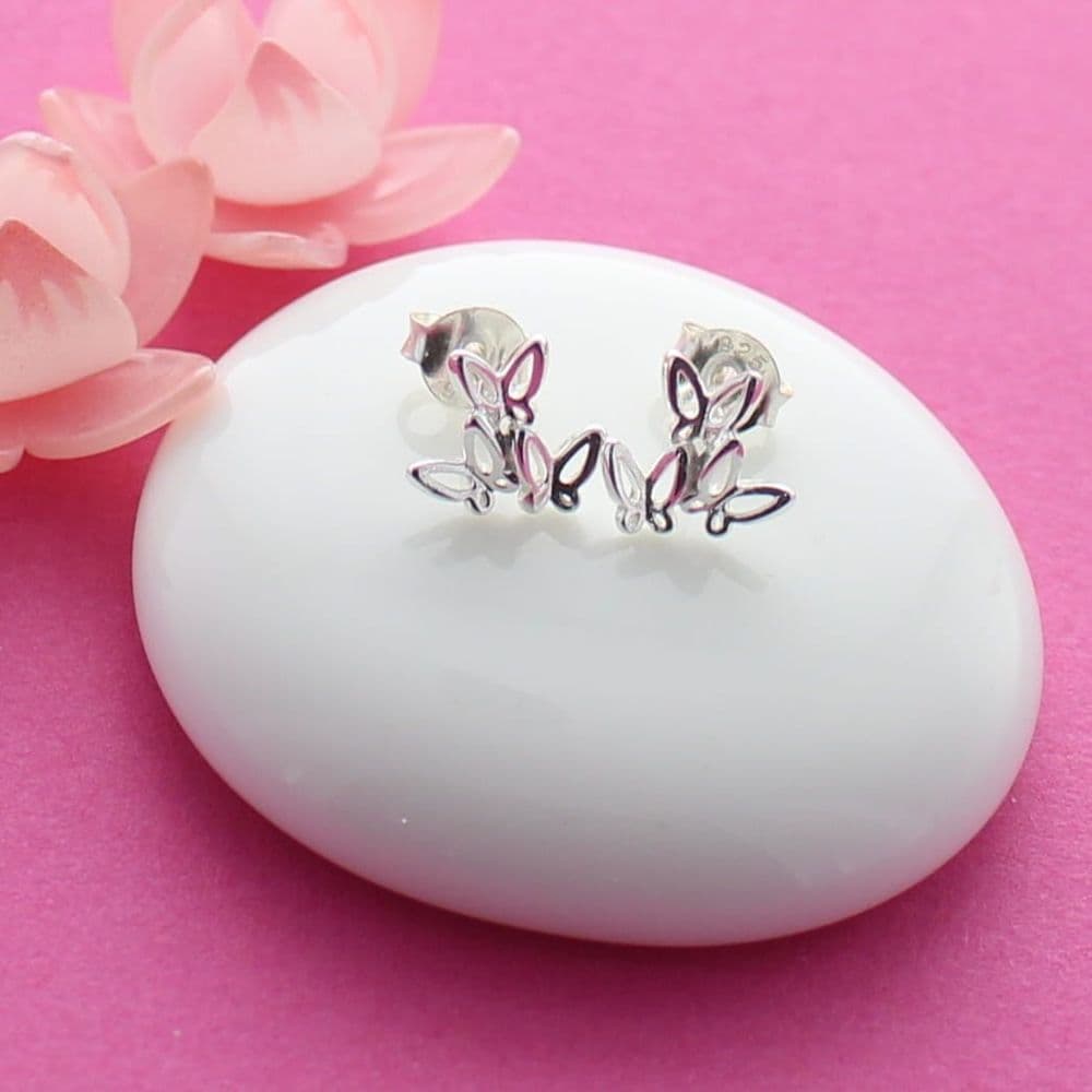 Cluster Triple Butterfly Studs