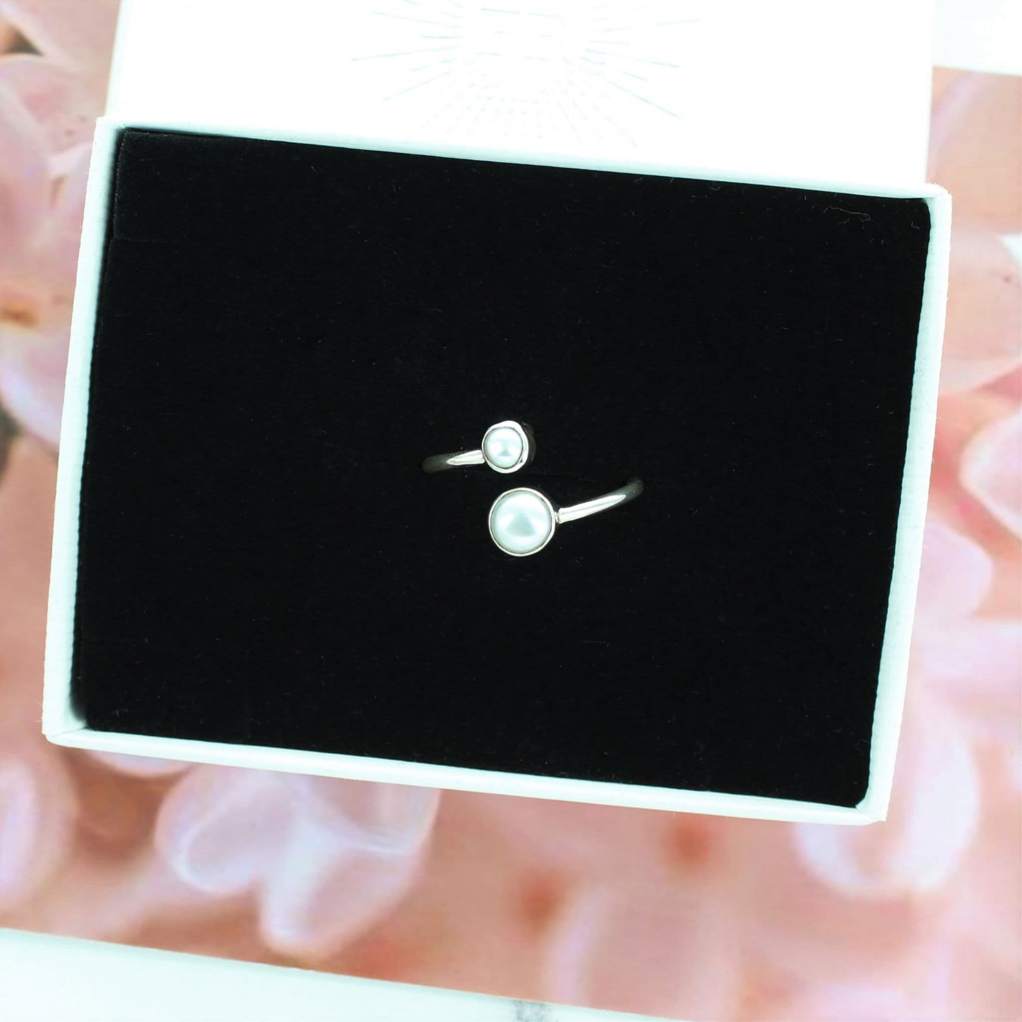 Double Pearl Adjustable Ring