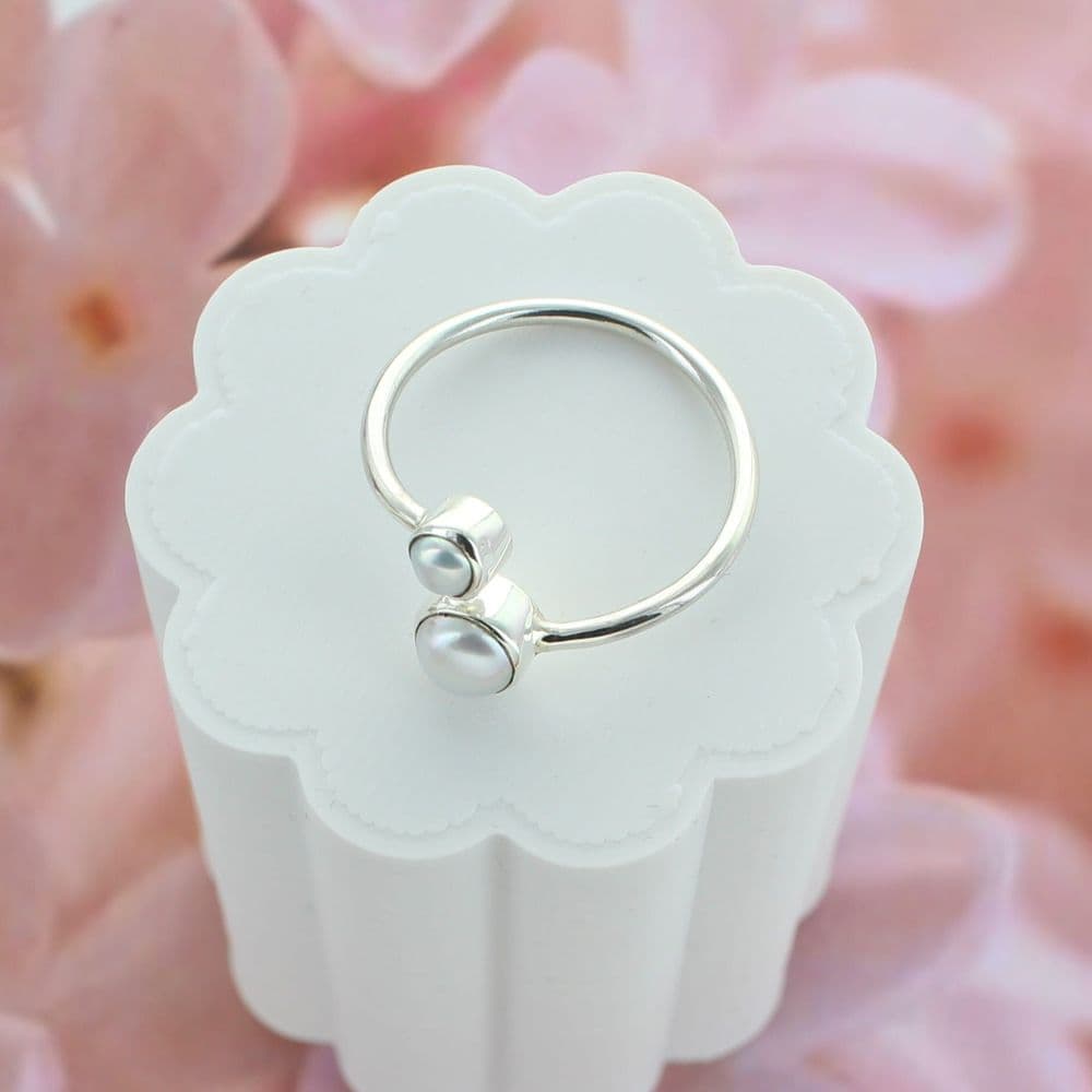 Double Pearl Adjustable Ring