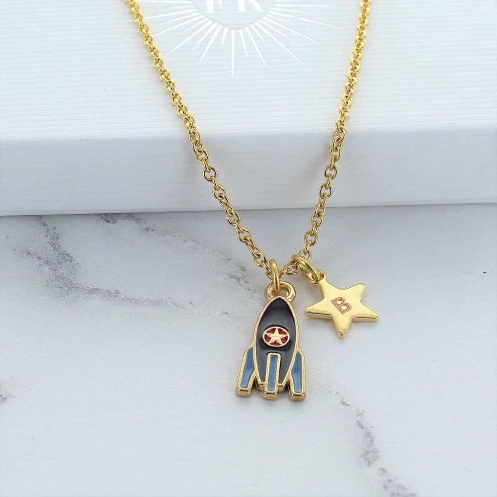 Rocket Charm Personalised Necklace