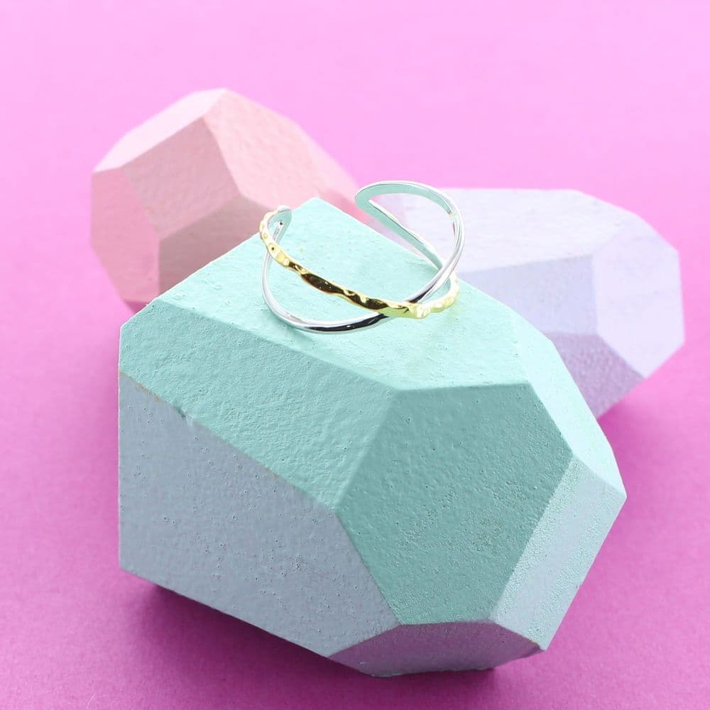 Two Tone Crossover Ring