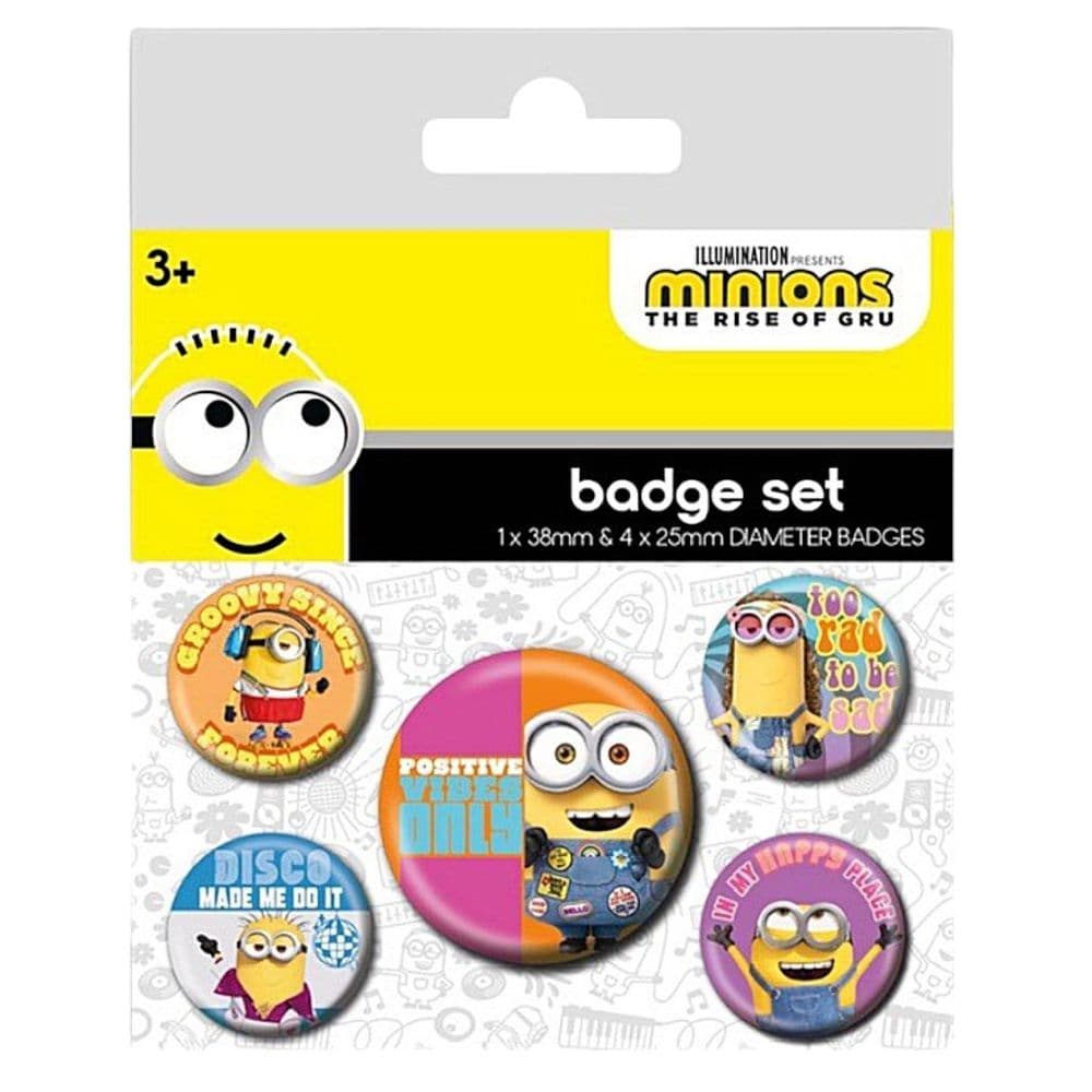 Minions 2 The Rise Of Gru Positive Vibe Button Badge Pack