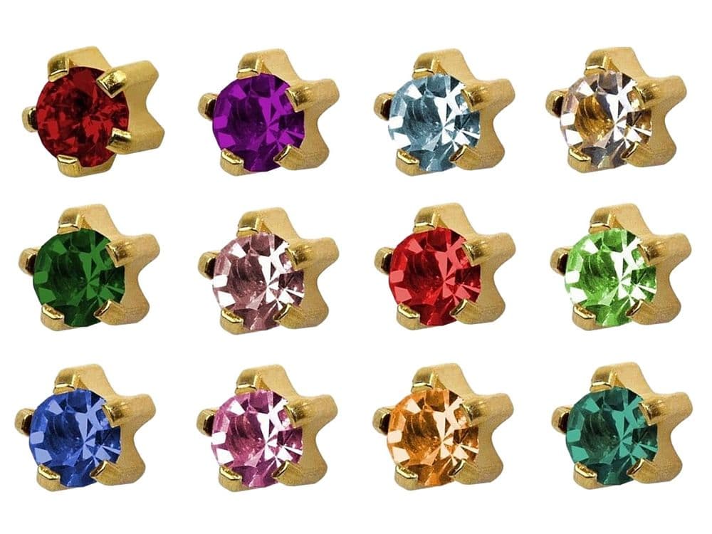 Clear Ear Studs 12 Pairs Studex April/Crystal Regular 4mm Stainless ...