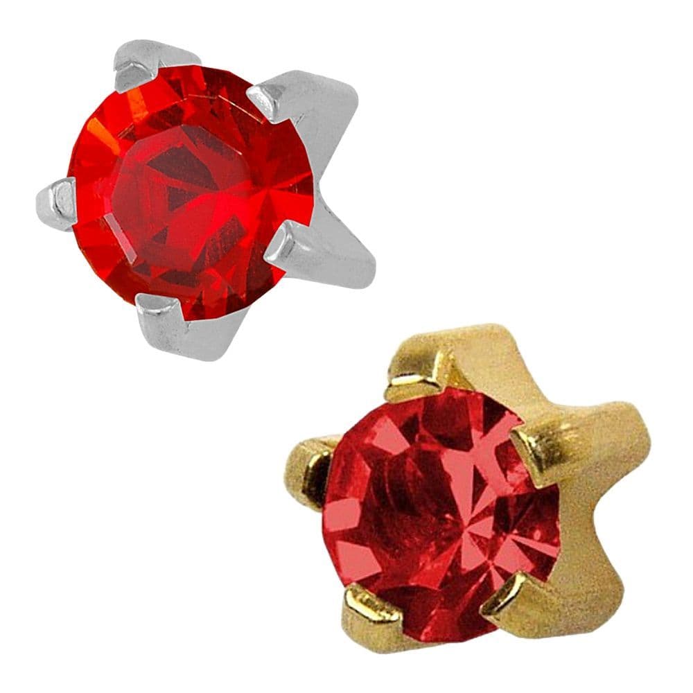 Studex Plus July Ruby Ear Piercing Earrings Claw Setting