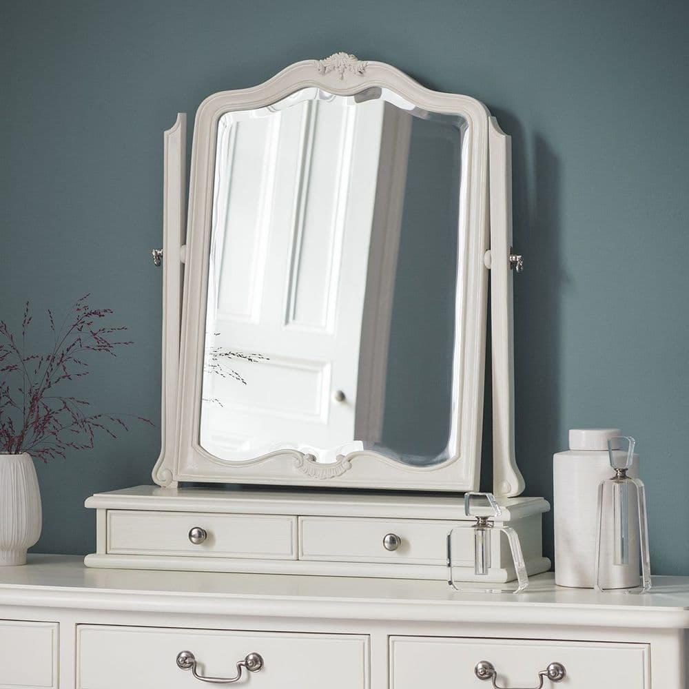 Chateau Painted Ivory Dressing Table Mirror - Prestige French Furniture