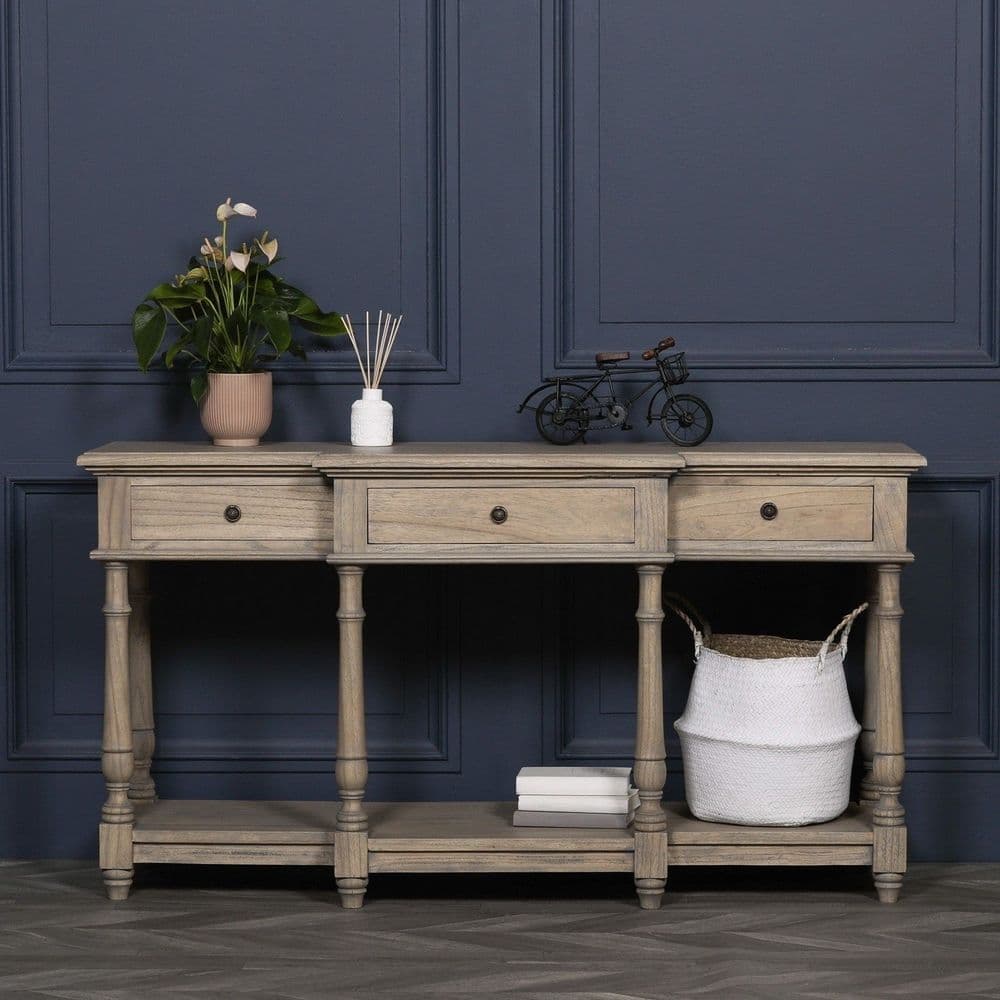 Rustic Breakfront French Hall / Console Table - Prestige French Furniture