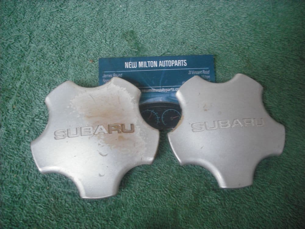 2 X GENUINE SUBARU IMPREZA FORESTER LEGACY ALLOY WHEEL CENTER HUB CAPS ...
