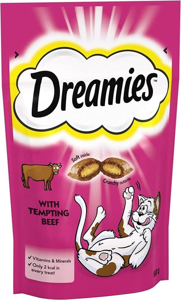 Dreamies Cat Treats 8 pouches of 60 gm tasty snacks Different Flavours ...