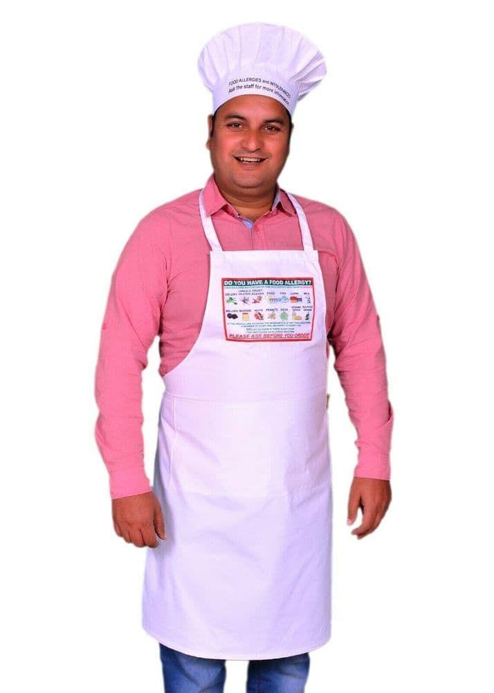 Food Allergy Awareness Chef Apron & Hat Set Unisex Cooking Restaurants ...