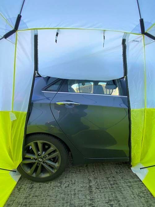 Mobile Dent Repair pop-up work tent - 1 4 l x 1 4 w x 2 0m h