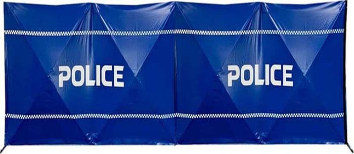 Premium Police Barrier Screening with Logos