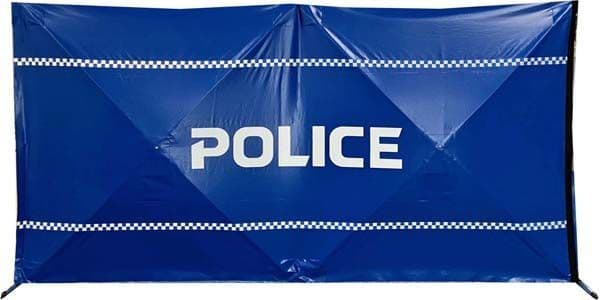 Premium Police Barrier Screening with Logos